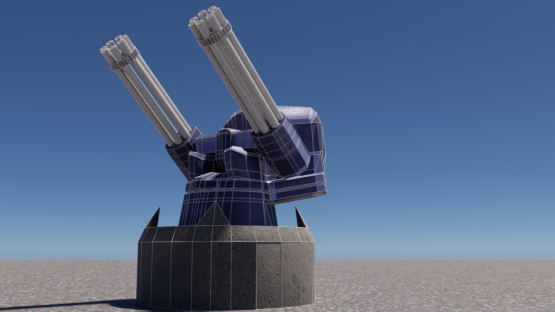 Dual gatling turret 3D model - TurboSquid 1647304