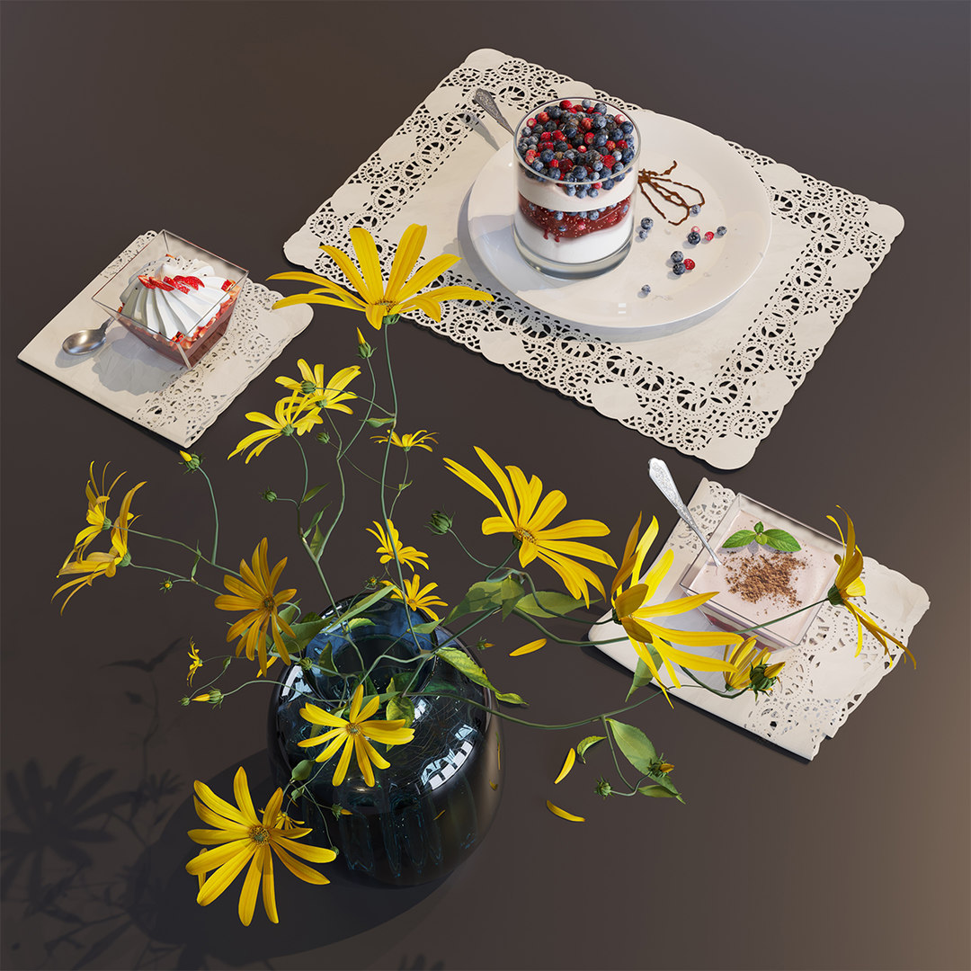 Dessert set 3D model - TurboSquid 1647945