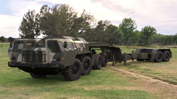 MAZ 7410 with Semi Trailer Camo Rigged Model 3D - TurboSquid 1650708