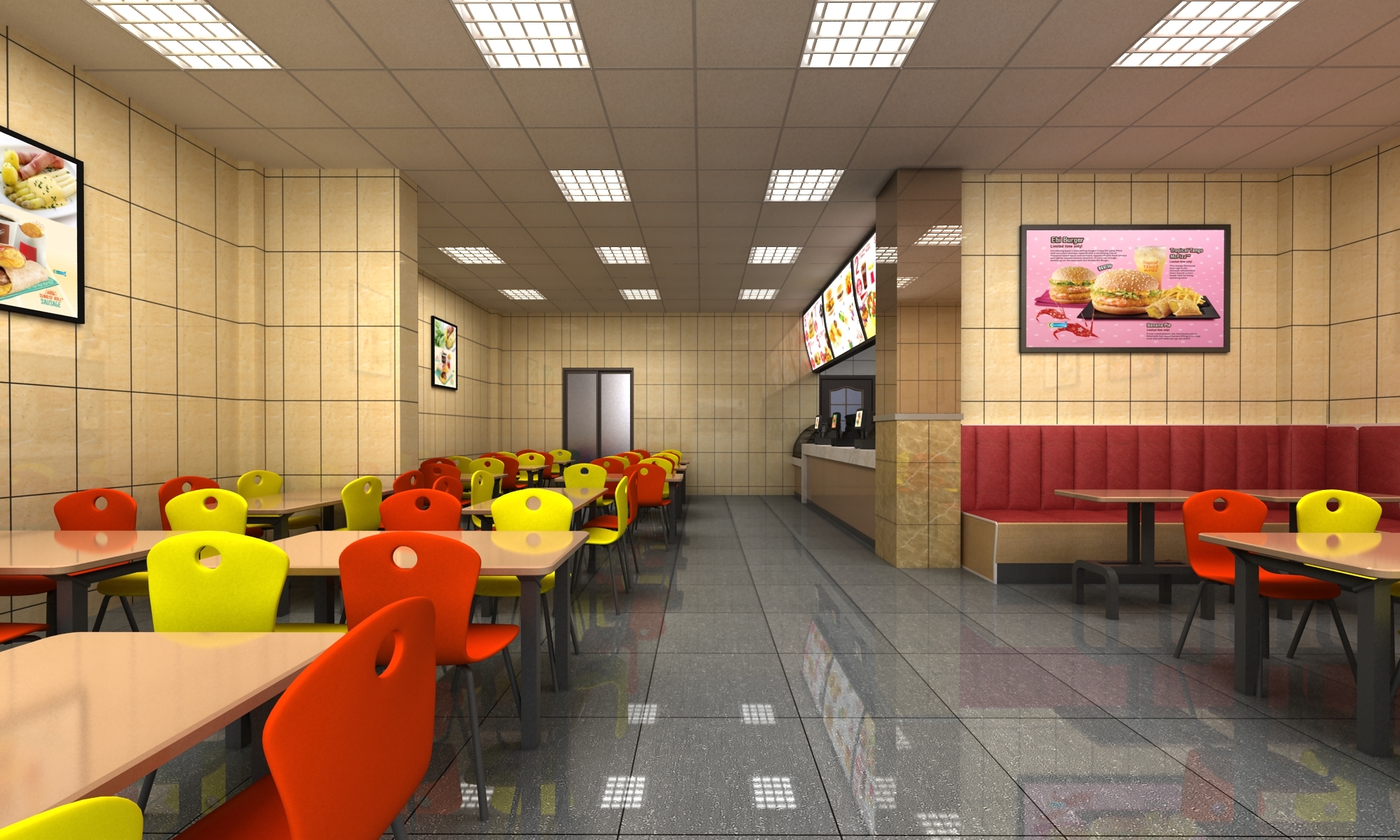 Fast food restaurant interior 3D model - TurboSquid 1652056
