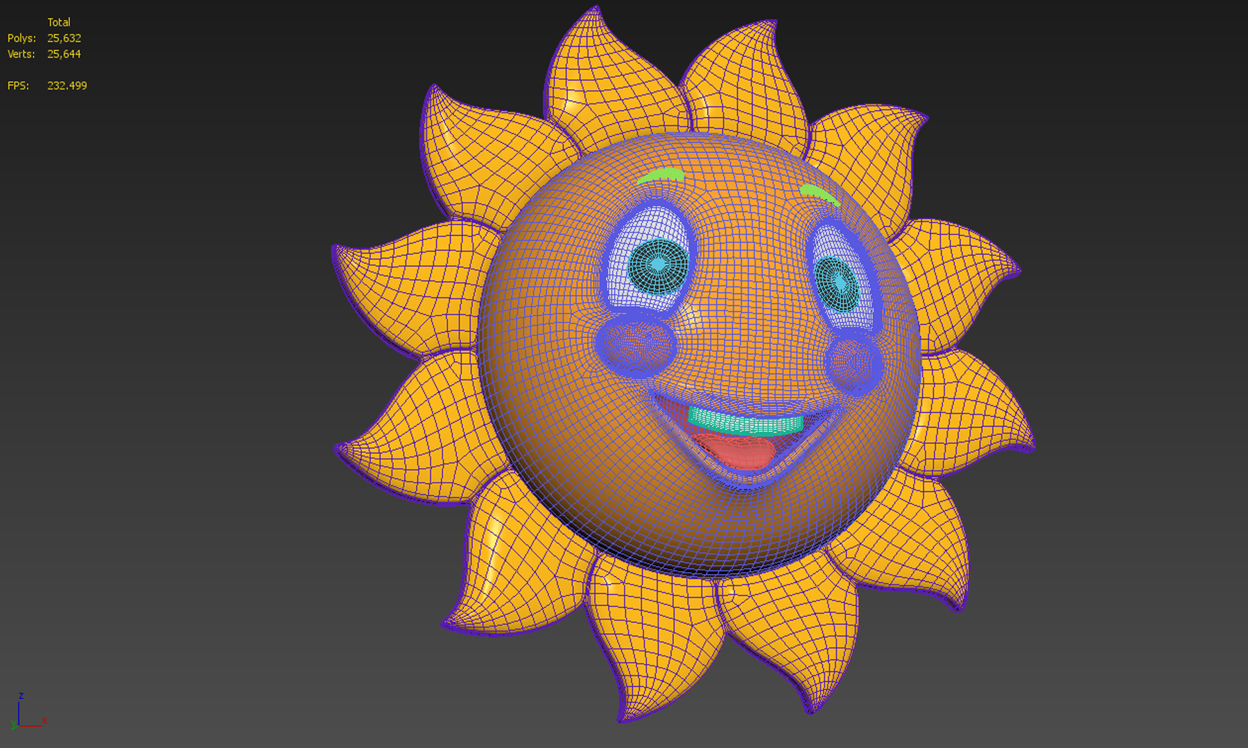 Sun character cartoon 3D model - TurboSquid 1651841