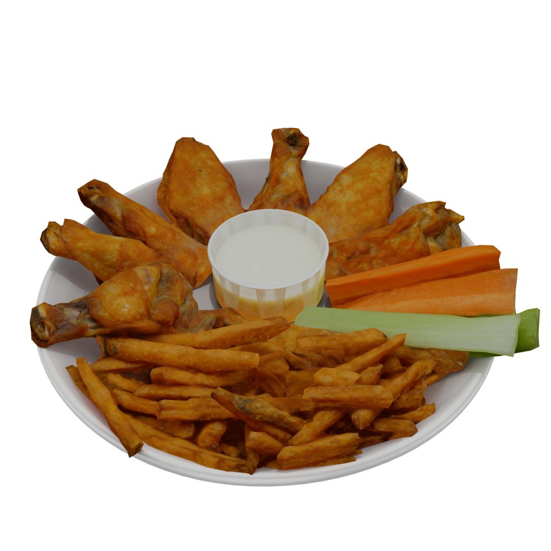 Traditional breaded wings fries model - TurboSquid 1654230