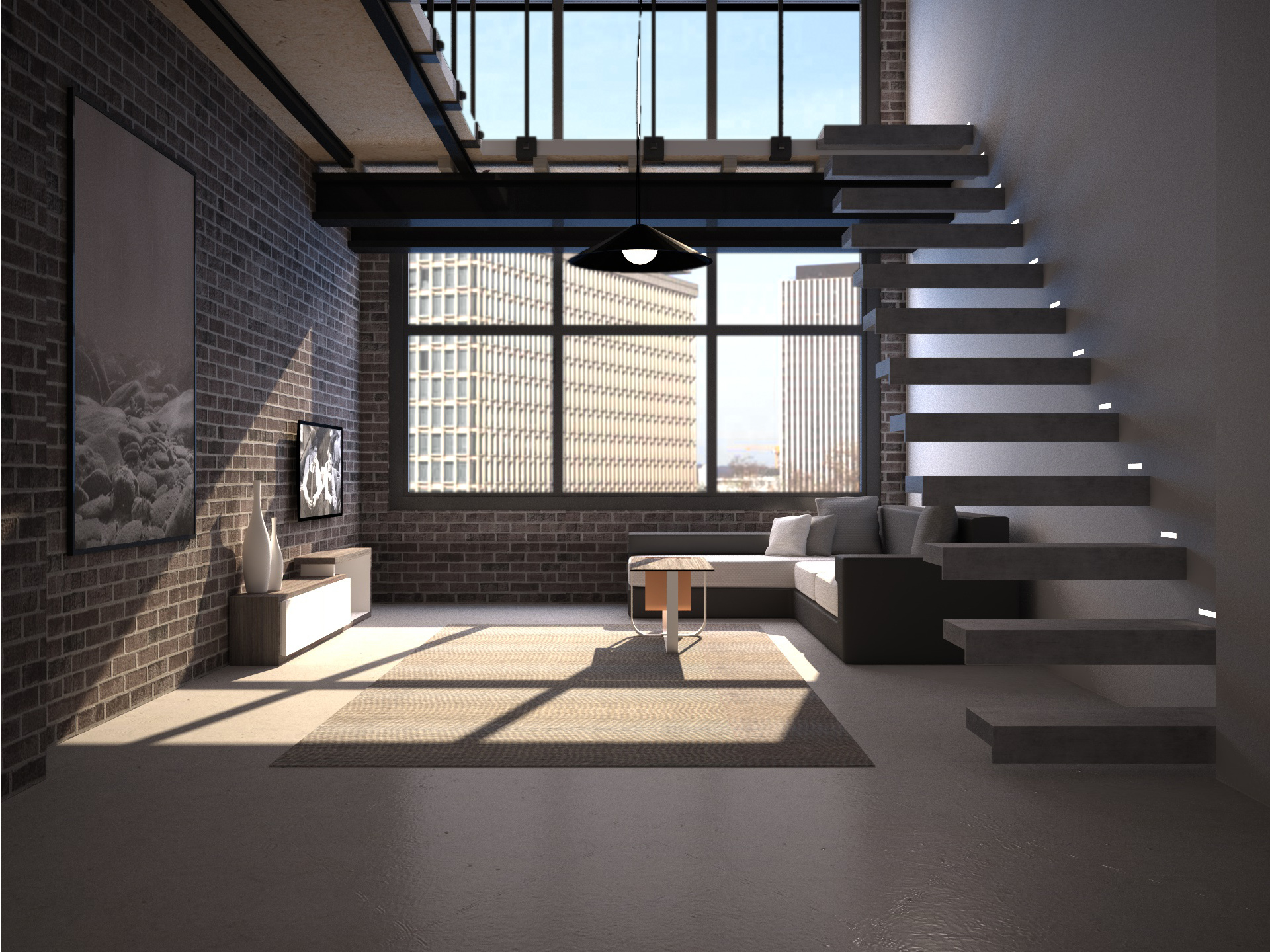Realistic interior loft apartment 3D model - TurboSquid 1654608