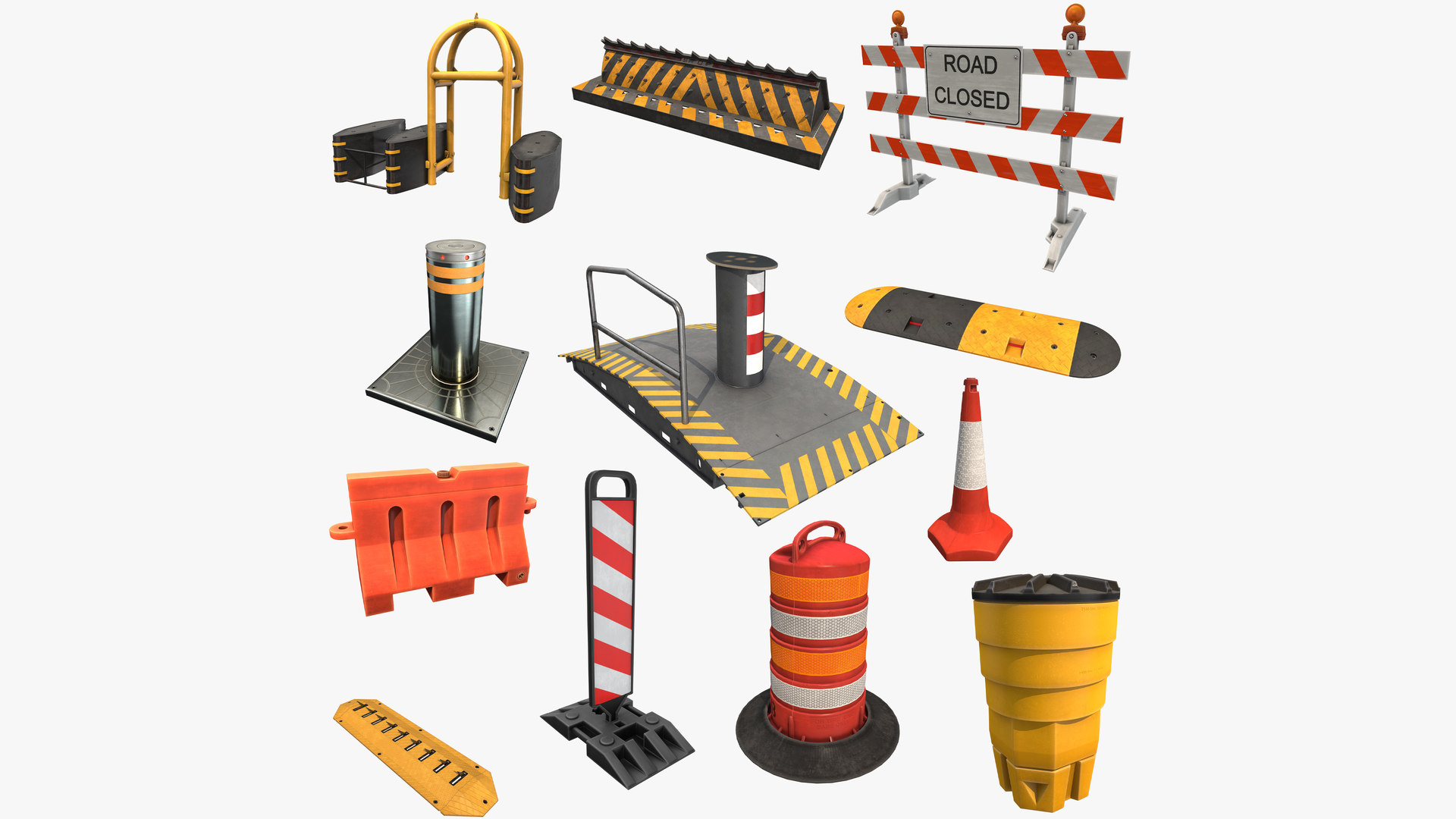 3D road block traffic sign model - TurboSquid 1654959