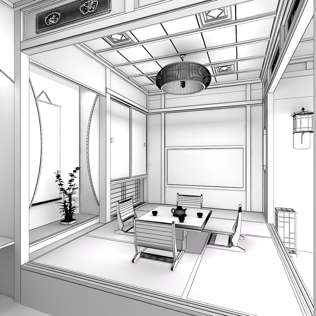 3D model japanese room interior - TurboSquid 1655698