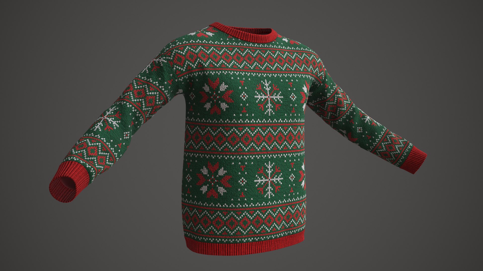 3d Christmas Sweater Green Model Turbosquid 1655728