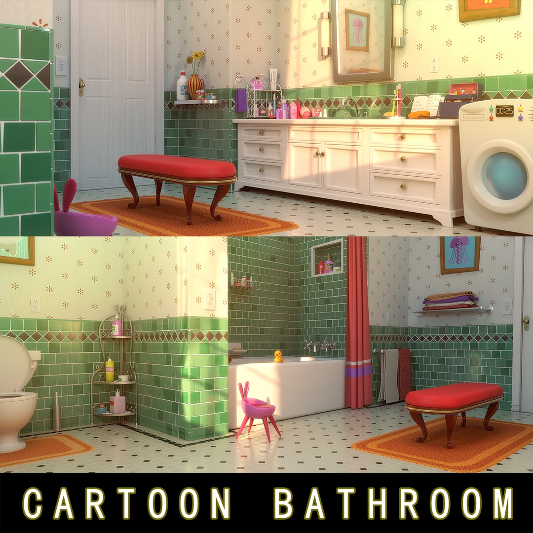 3D cartoon bathroom scene https://static.turbosquid.com/Preview/2020/11 ...