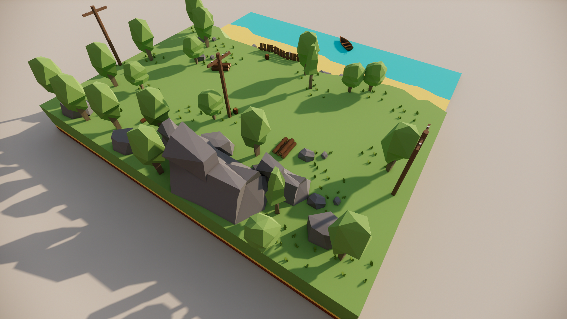 3D cartoon terrain forest - TurboSquid 1656890
