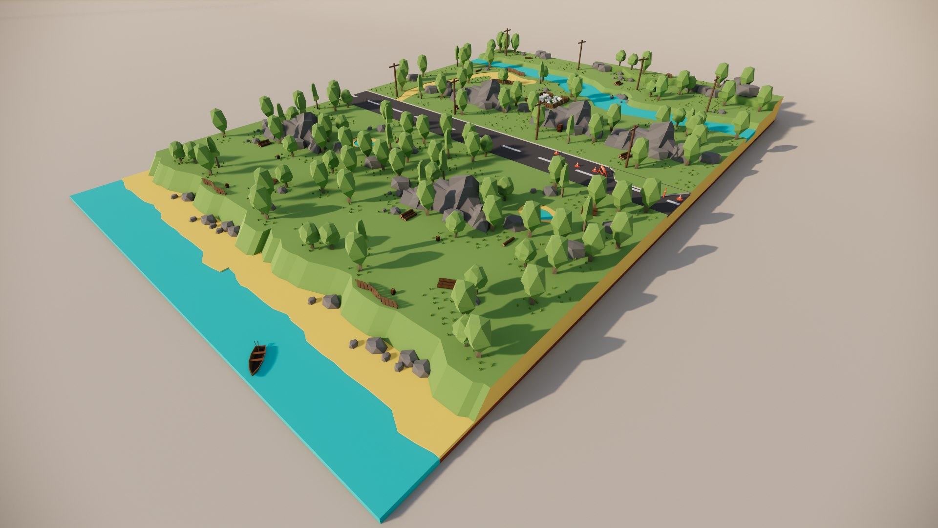 3D cartoon terrain forest - TurboSquid 1656896