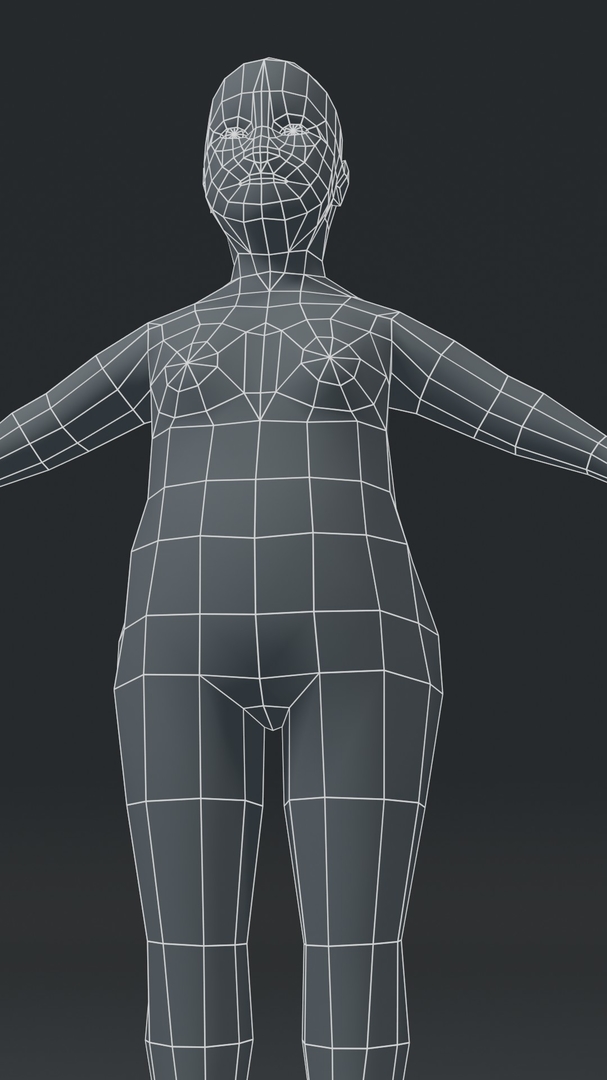 Fat Girl Kid Body Base Mesh 3D Model 1000 Polygons Modelo 3D ...