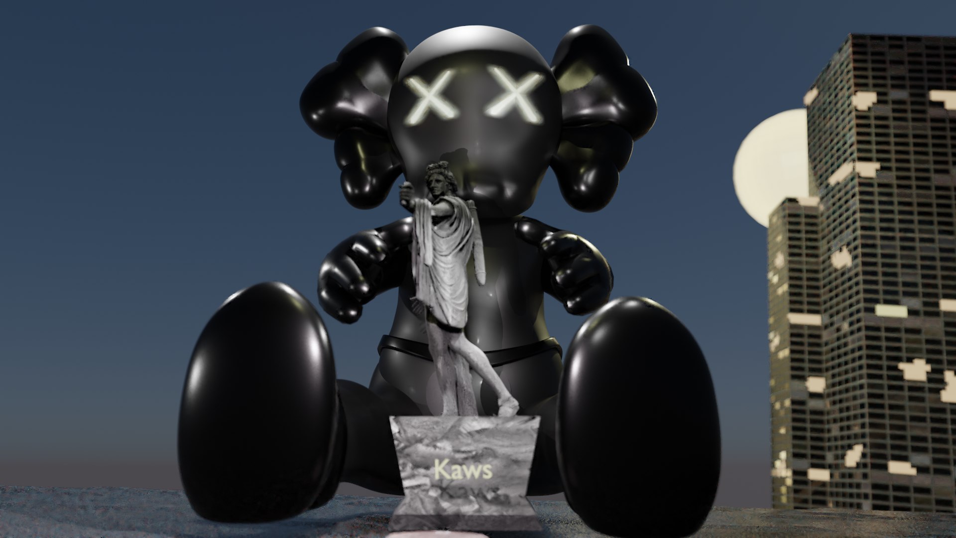 Black kaws golden eyes 3D - TurboSquid 1657723