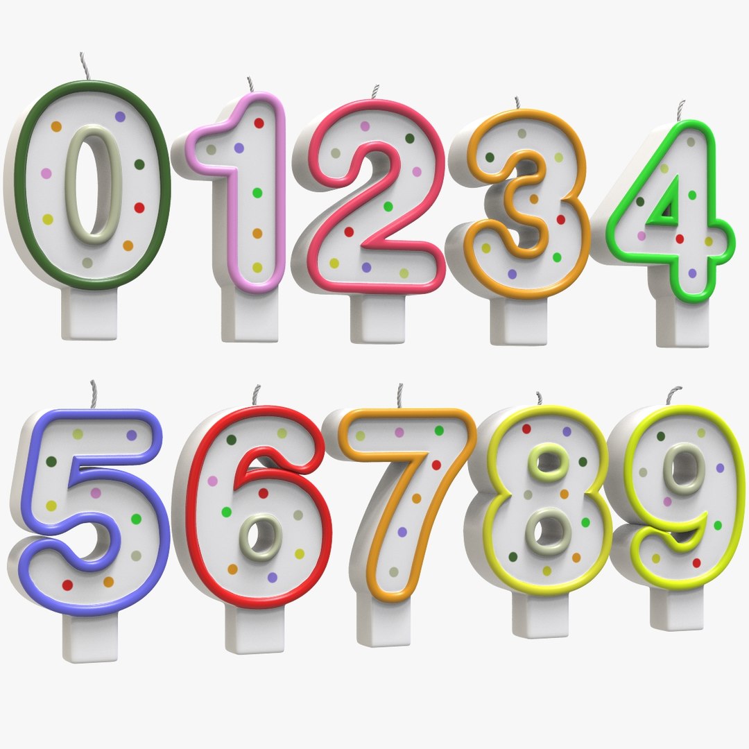 Candle numbers colored 3D model - TurboSquid 1659239