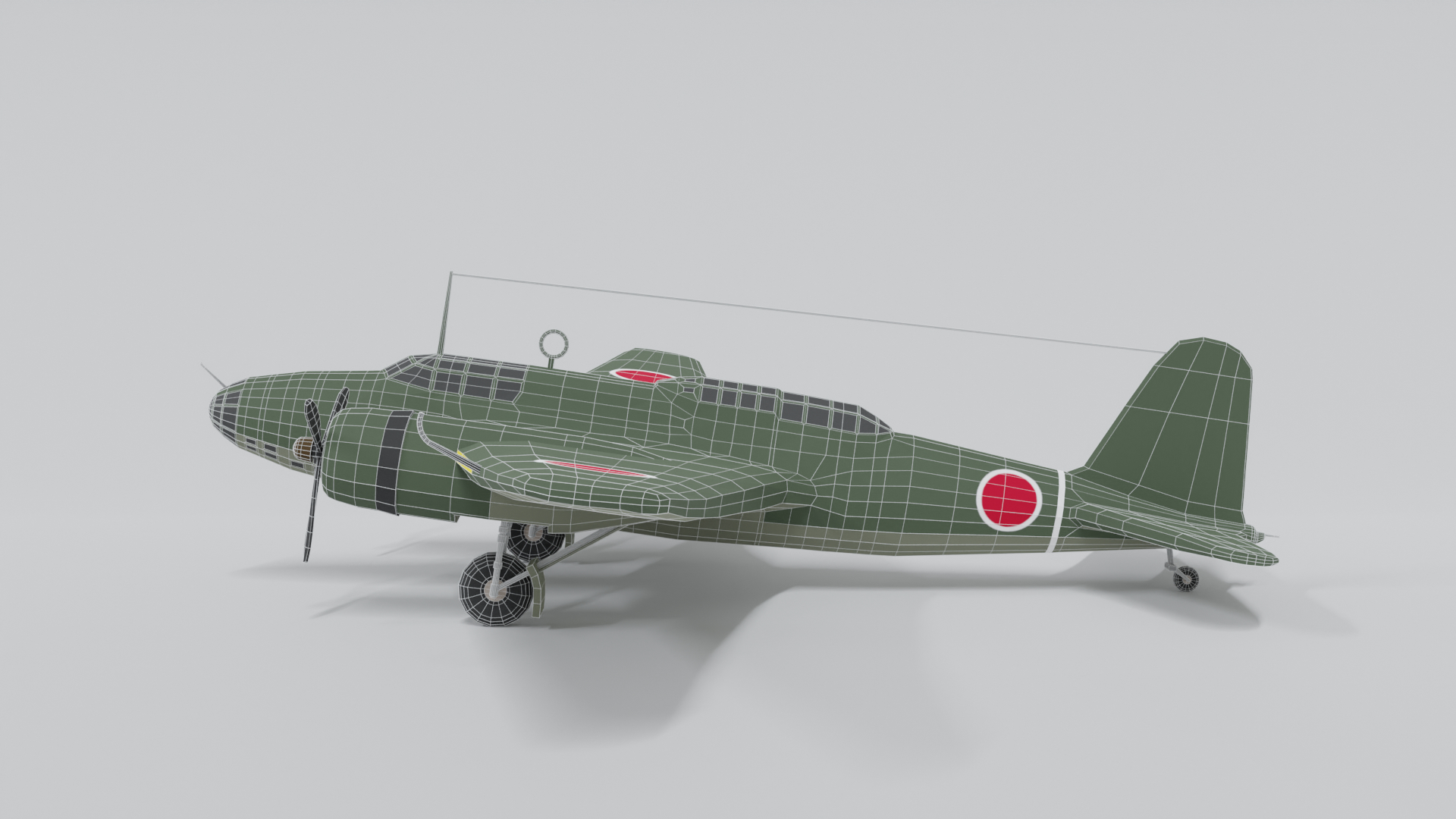 Low Poly Cartoon Mitsubishi Ki-21 Sally Segunda Guerra Mundial Modelo ...