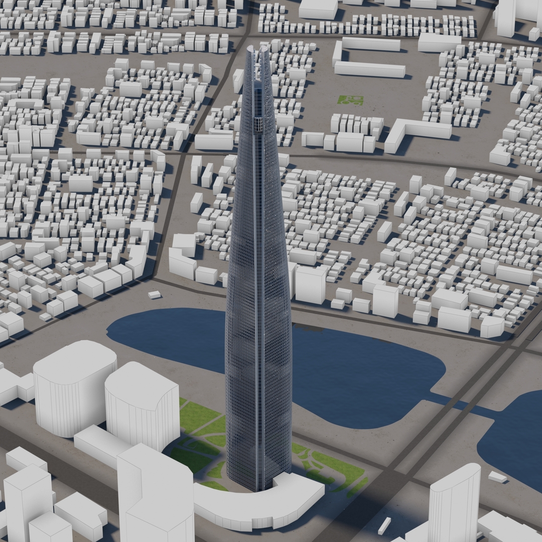 3D lotte world tower environment - TurboSquid 1666141