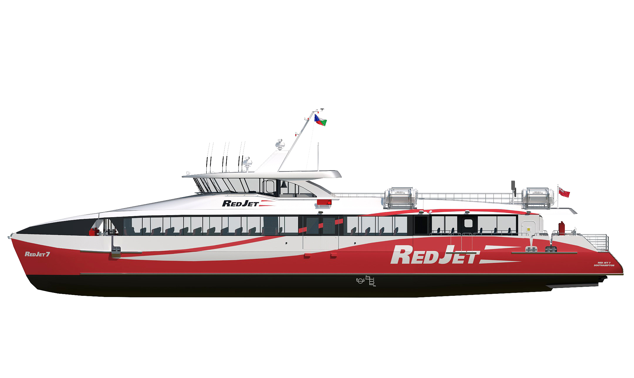 3D red jet 7 ferry model - TurboSquid 1668545