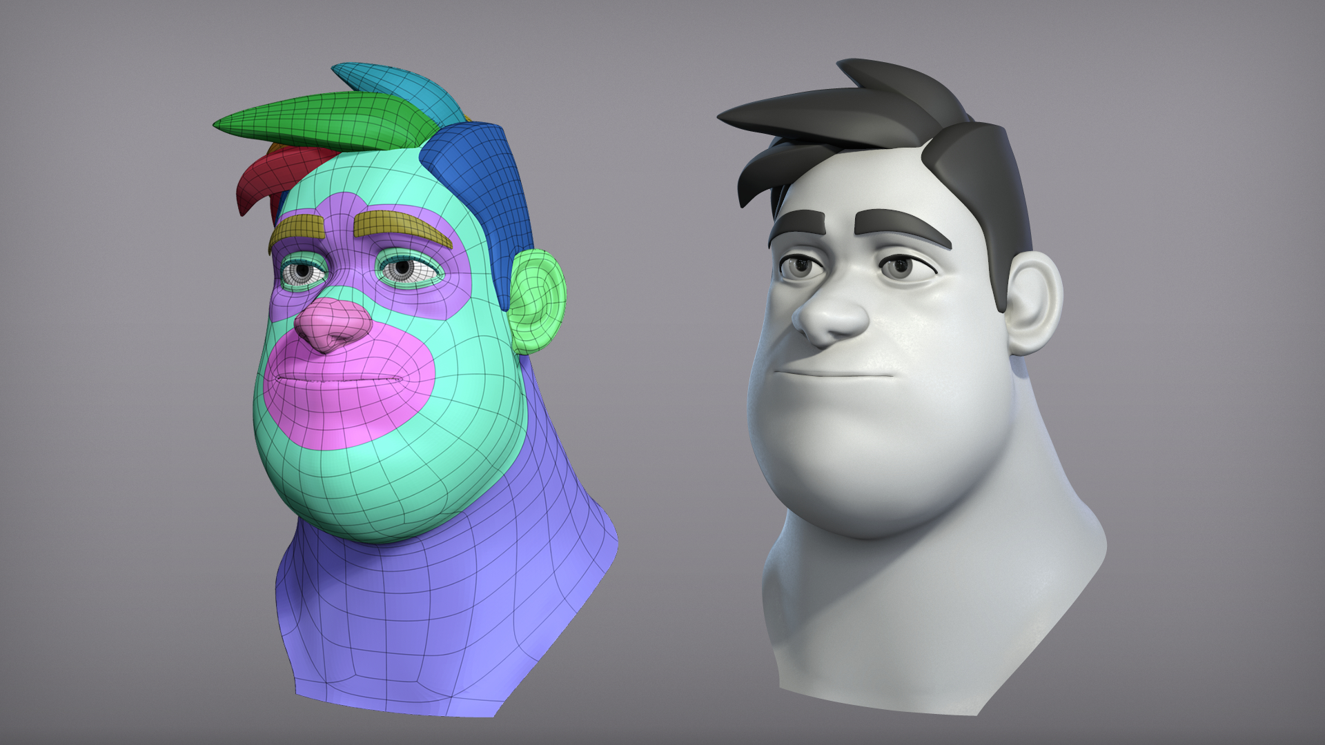 modèle 3D de Maillage de base de personnage masculin de dessin animé ...