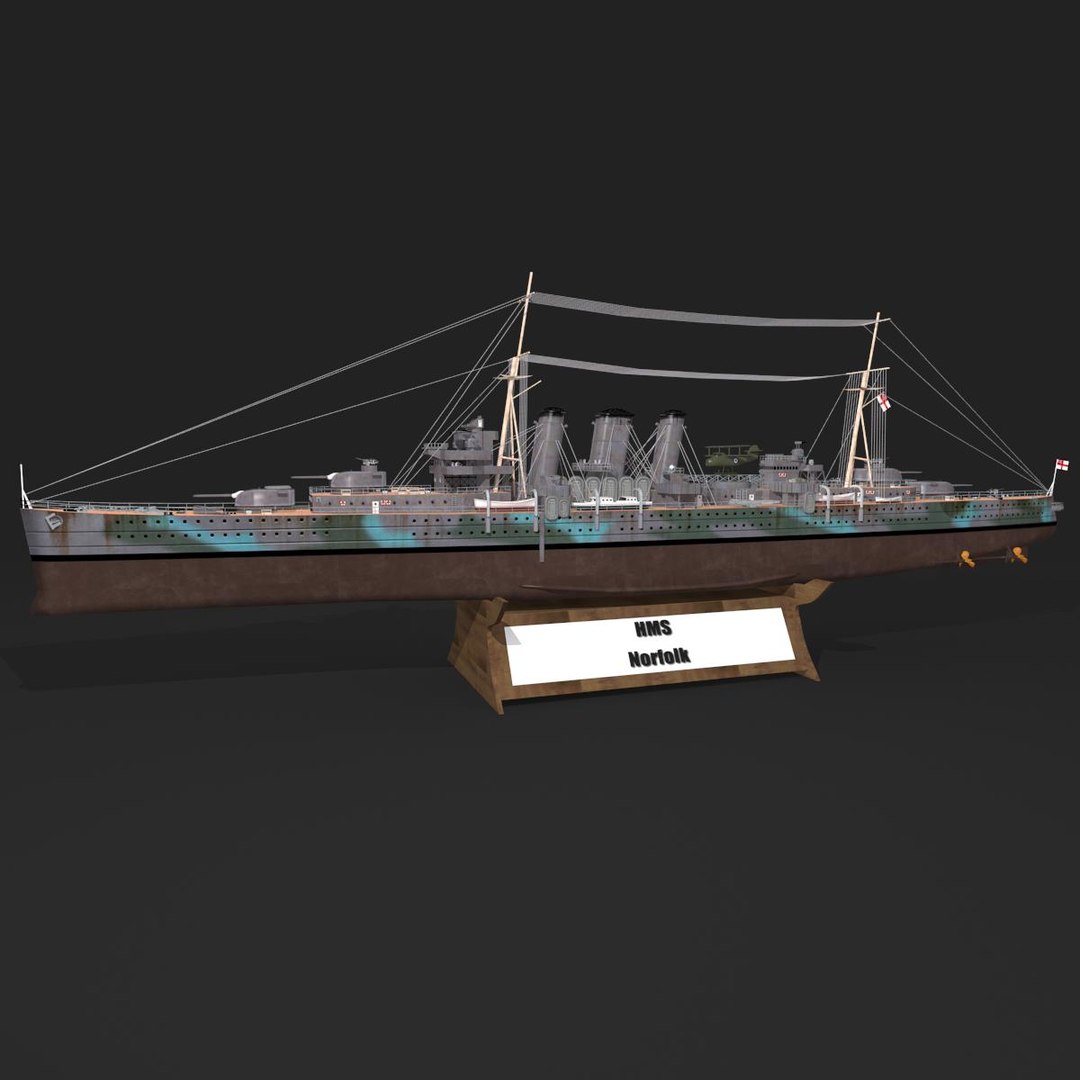 3D model hms norfolk heavy cruiser - TurboSquid 1670519