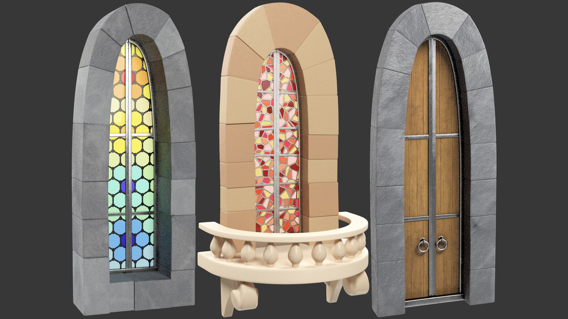 3D stylized old castle windows model - TurboSquid 1672344
