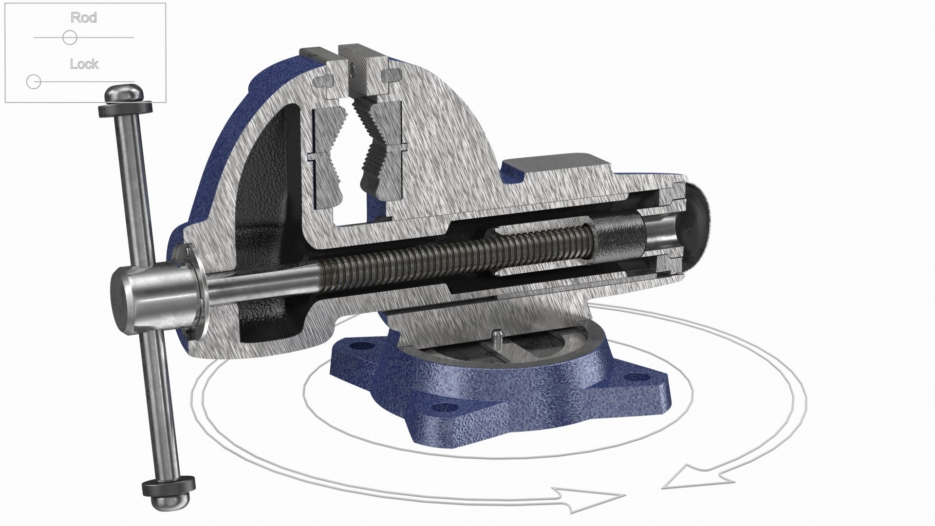 3D bench vise cross section - TurboSquid 1672906